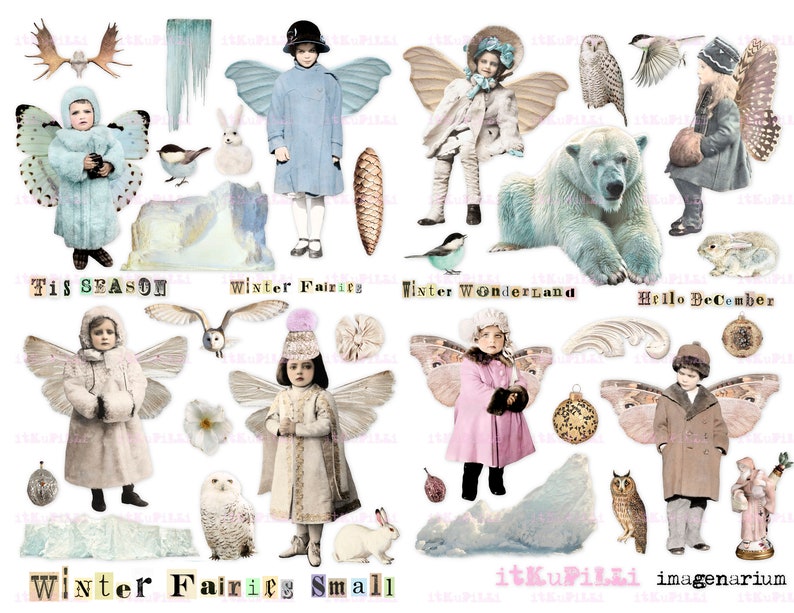 Winter Fairies Small - Christmas - ATC Sized Characters - Digital ...