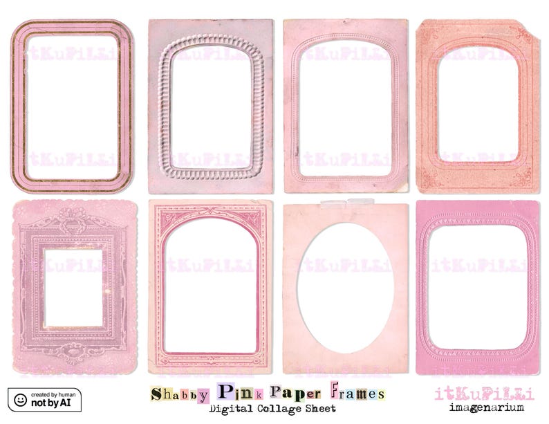 Shabby Pink Paper Frames ATC - Journaling, Collage, Scrapbooking ...