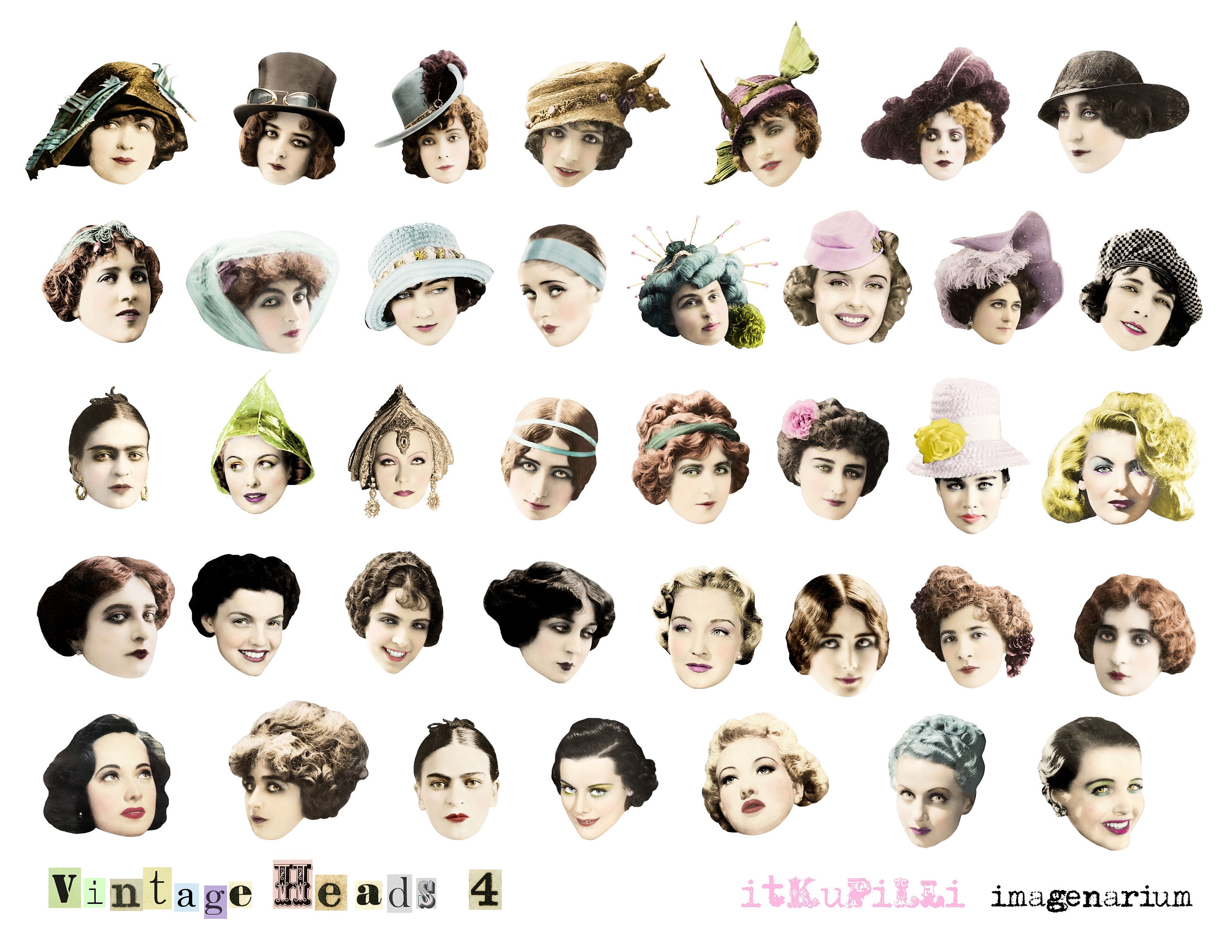 Vintage Heads Women 4 X Digital Collage Sheet Jpg and Png - Etsy