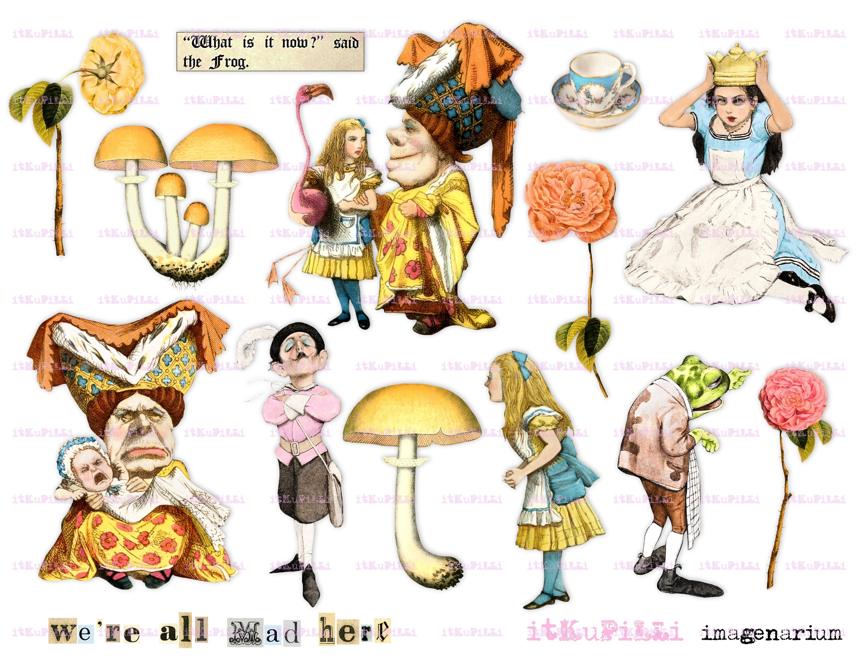 Alice in Wonderland Bundle 3 X Digital Collage Sheet Jpg - Etsy