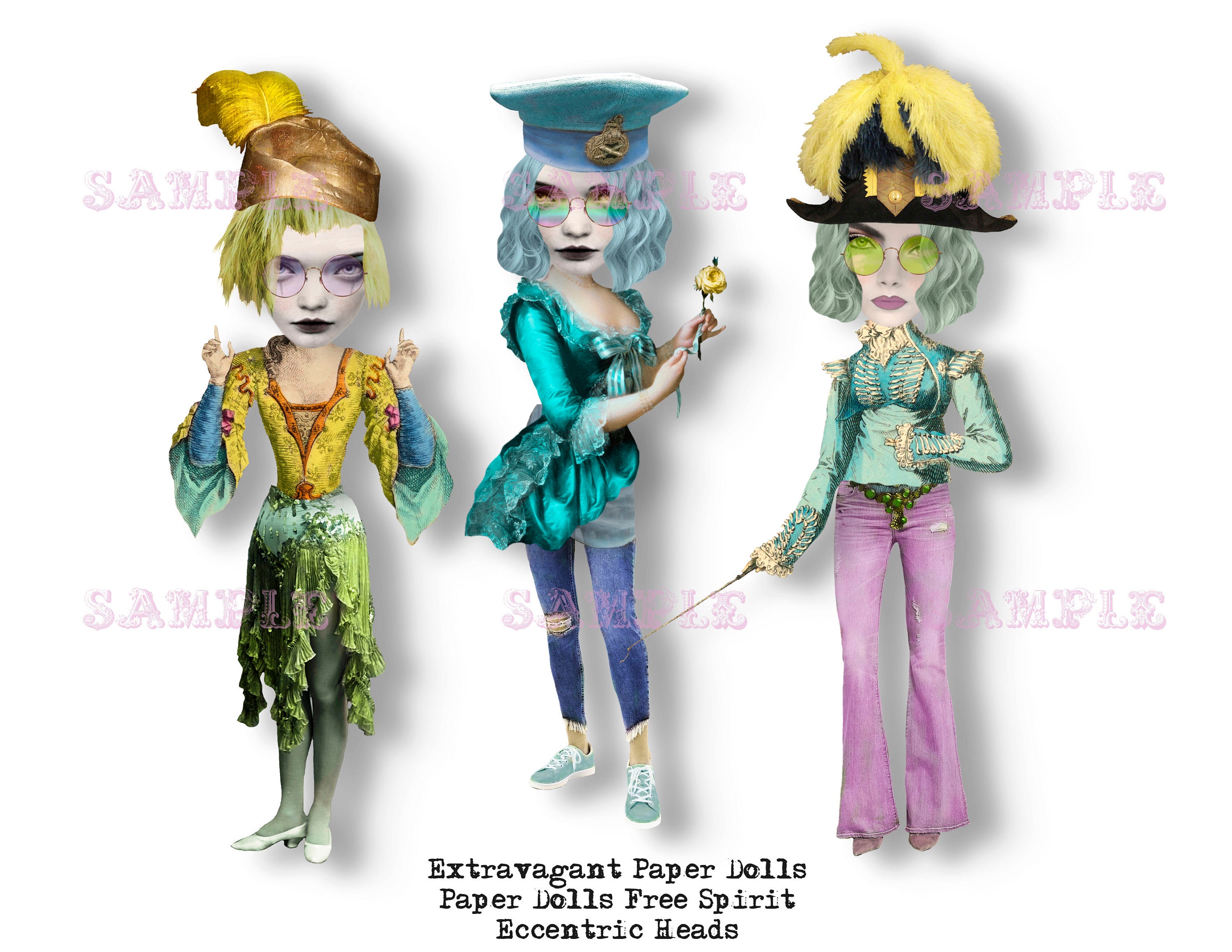 Extravagant Paper Dolls - Bundle 3 X Digital Collage Sheet - Jpg and ...