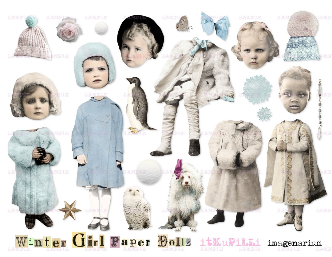 Winter Girl Paper Dolls - Christmas - Digital Collage Sheet - Jpg and ...