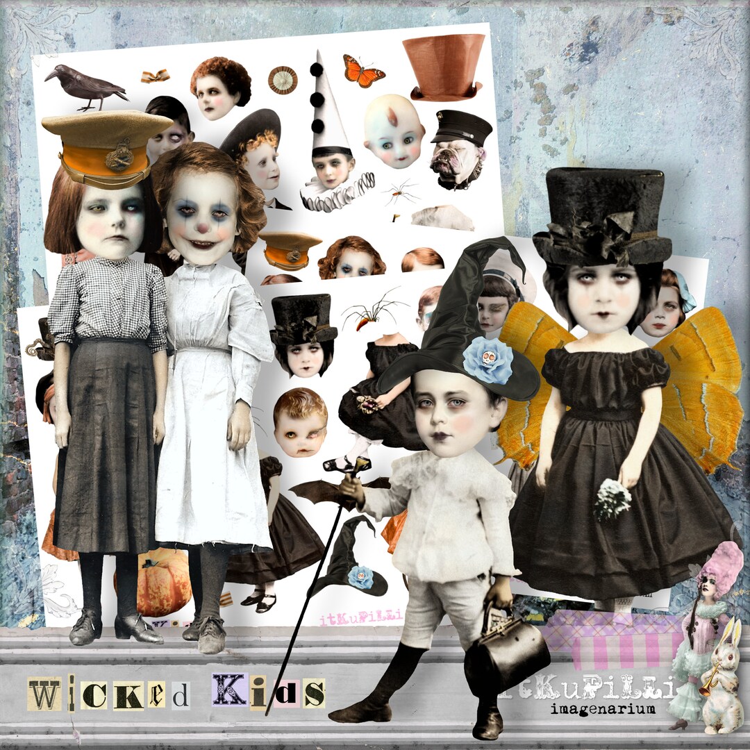 Wicked Kids - Paper Dolls - Halloween - Bundle 3 X Digital Collage ...