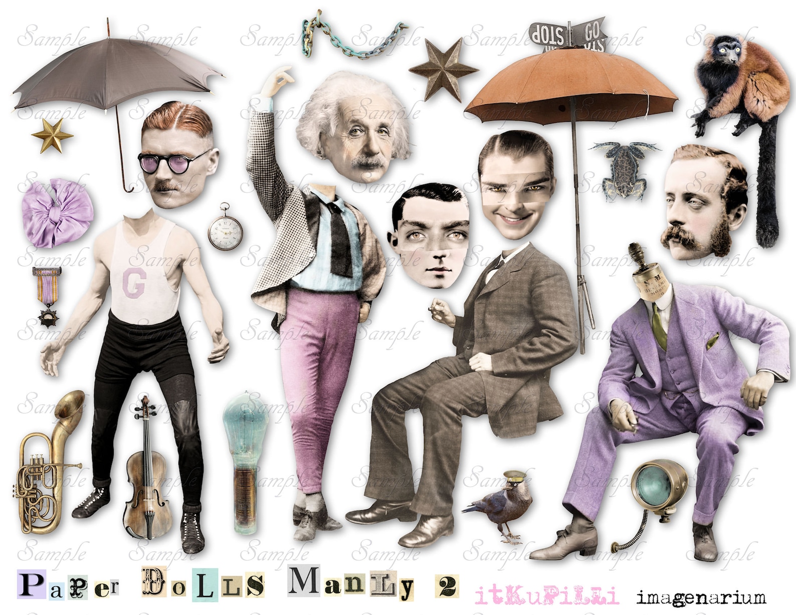 Paper Dolls Manly Bundle 3 X Digital Collage Sheet Jpg and - Etsy