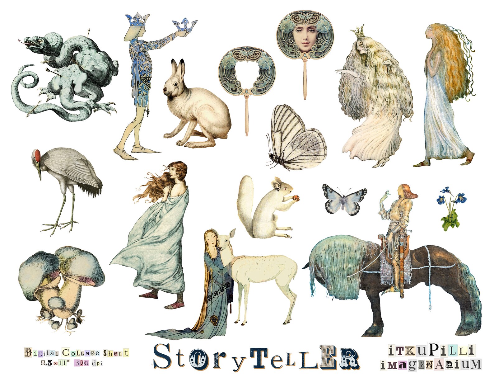 Story Teller Bundle - 3 X Digital Collage Sheet - Jpg and Png ...