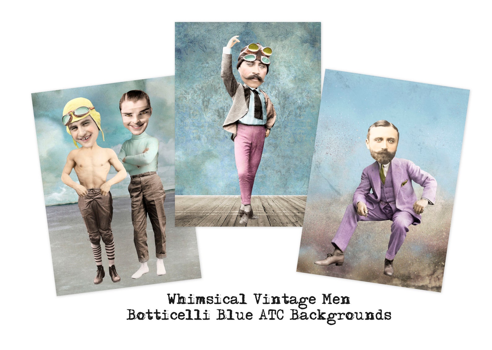 Whimsical Vintage Men - ATC Sized Characters - Digital Collage Sheet ...