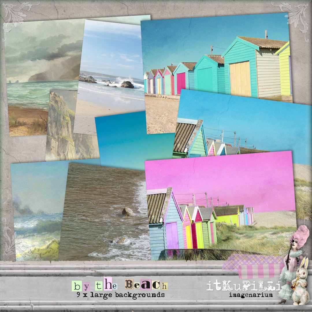 By the Beach - Large Backgrounds - Digital Collage Sheet - Printable ...