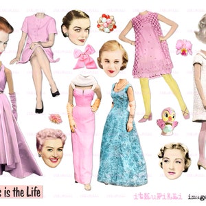 Modern Women Paper Dolls - Retro - Bundle 3 X Digital Collage Sheet ...