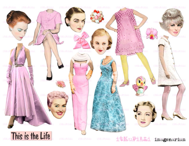 Modern Women Paper Dolls - Retro - Bundle 3 X Digital Collage Sheet ...