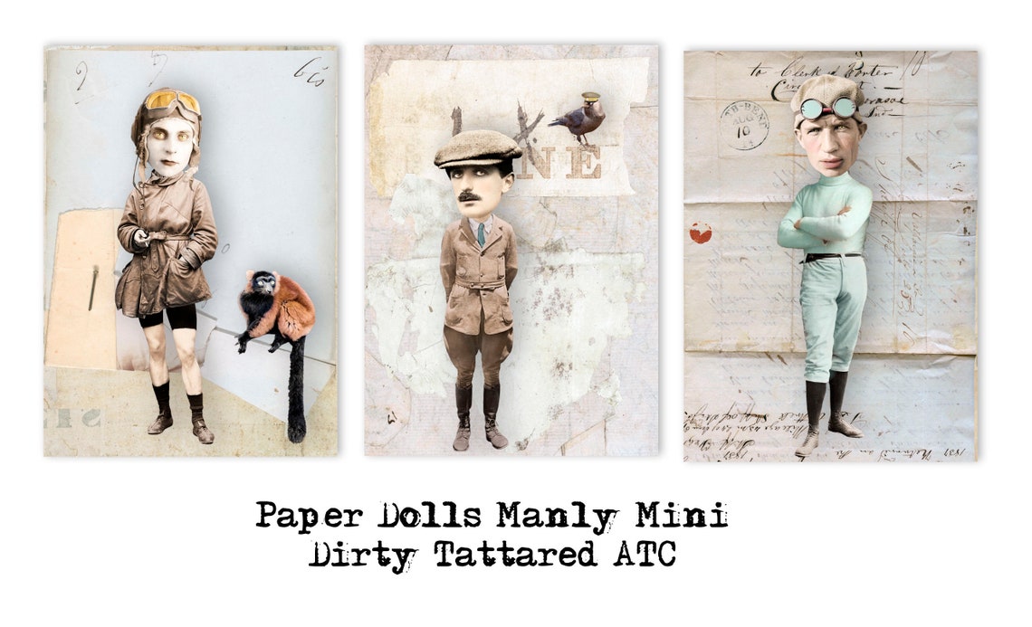 Paper Dolls Manly Mini ATC Sized Characters Digital - Etsy