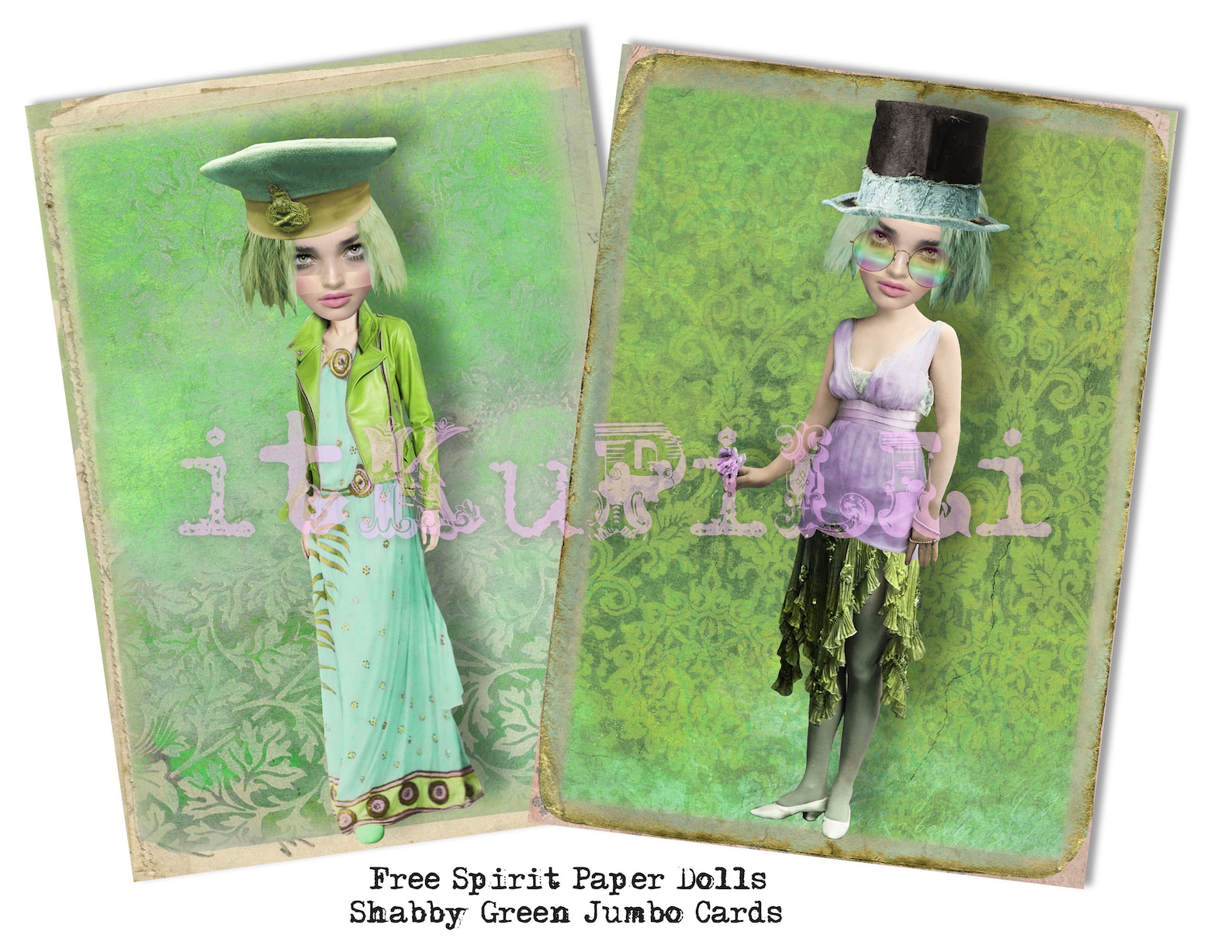 Free Spirit Paper Dolls - Bundle 2 X Digital Collage Sheet - Jpg and ...