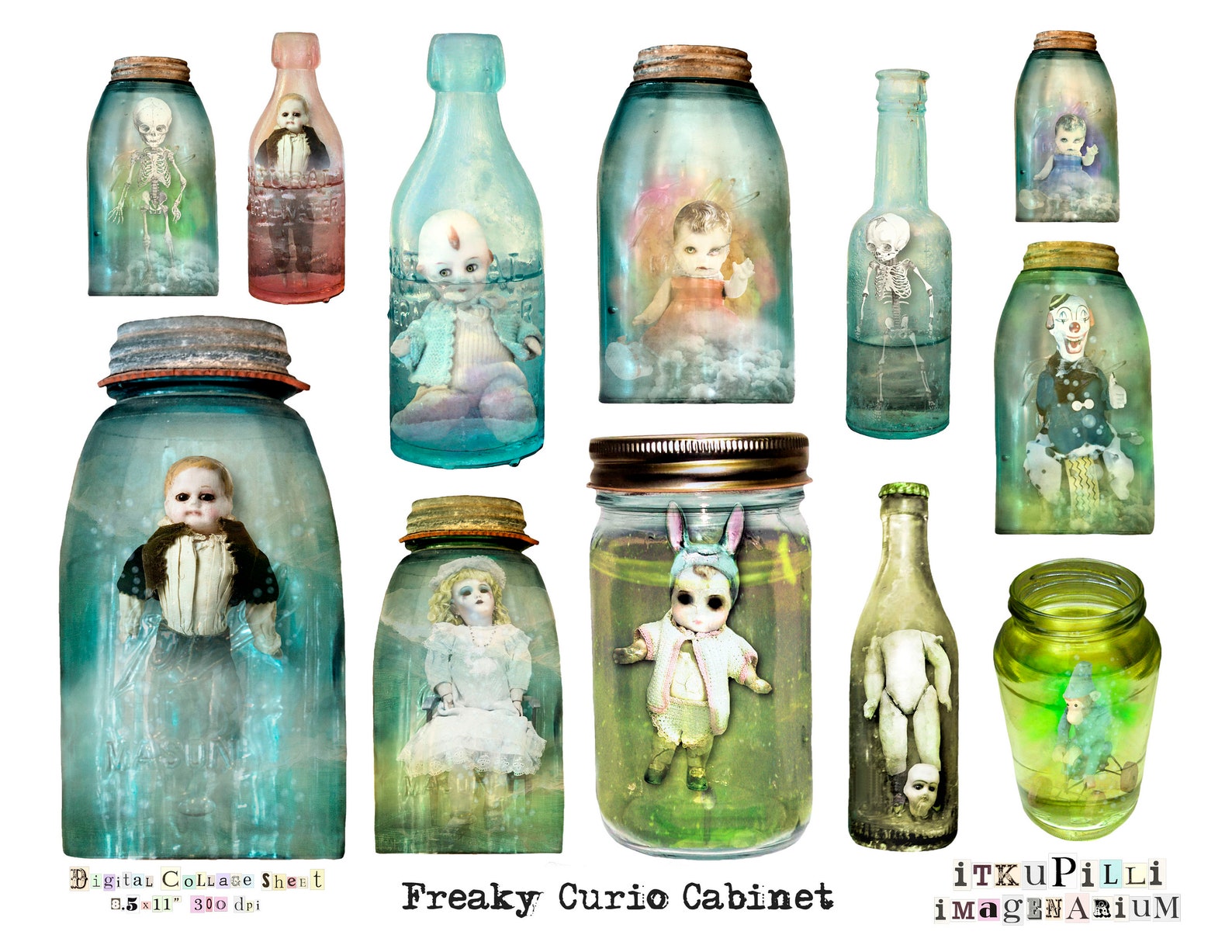 Freaky Curio Cabinet - Halloween - Digital Collage Sheet - Jpg and Png ...