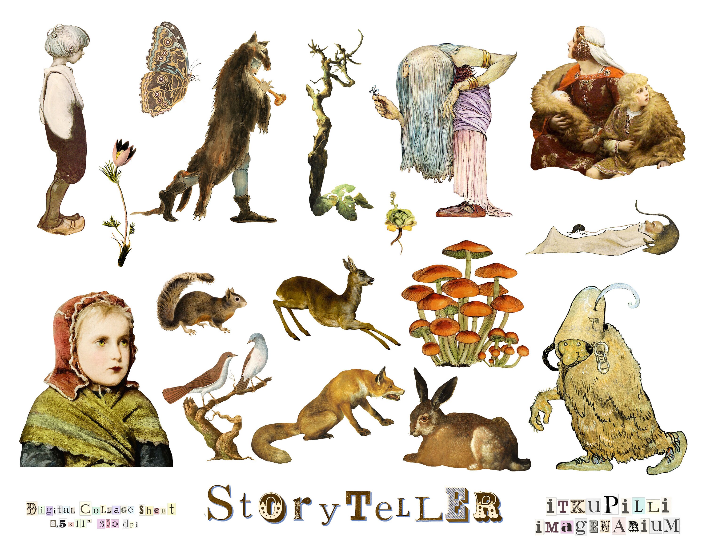 Story Teller Bundle 3 X Digital Collage Sheet Jpg and Png - Etsy