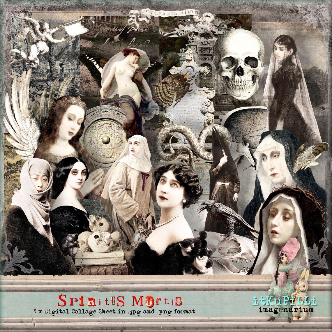 Spiritus Mortis - Halloween - 3 X Digital Collage Sheet - Jpg and Png ...
