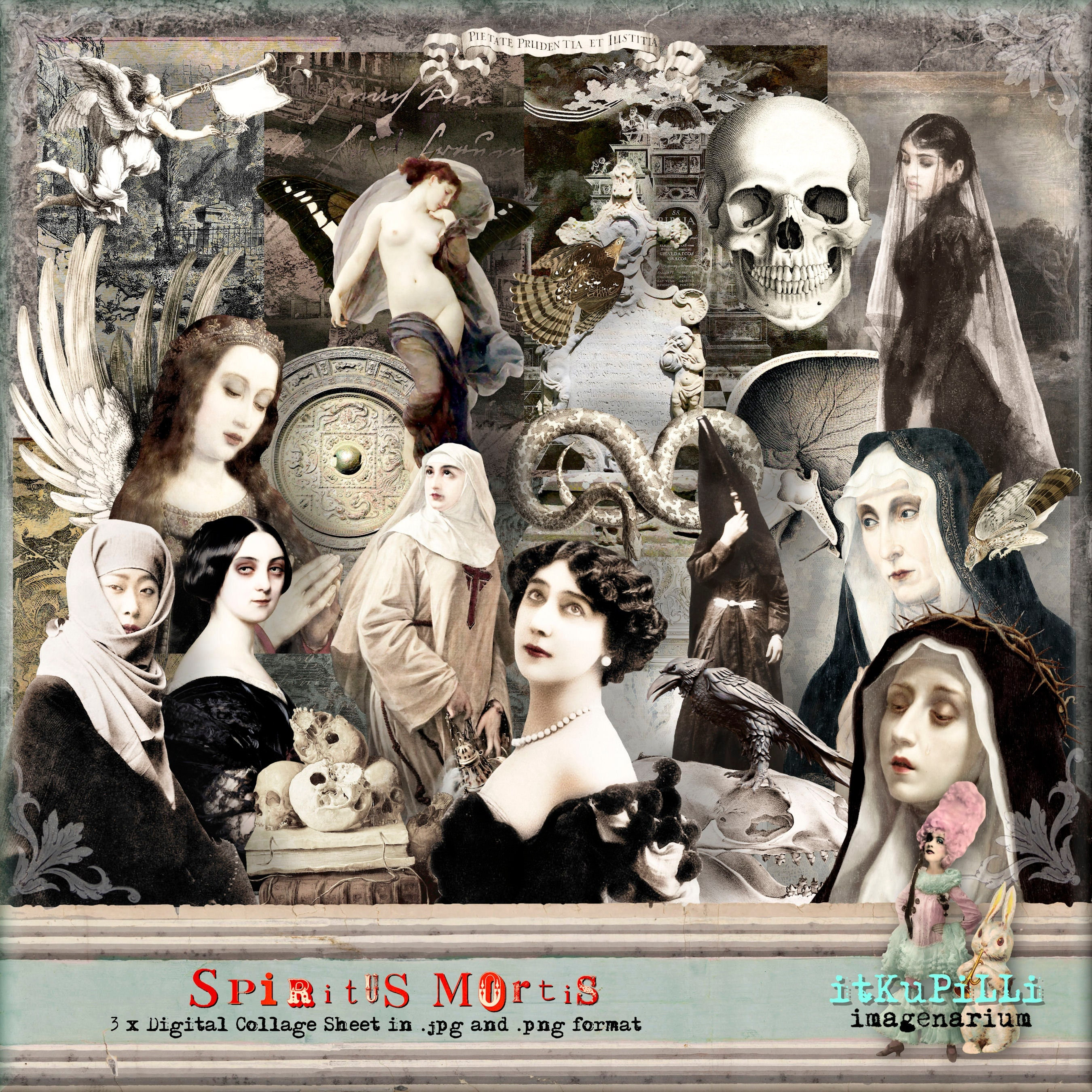 Spiritus Mortis - Halloween - 3 X Digital Collage Sheet - Jpg and Png ...