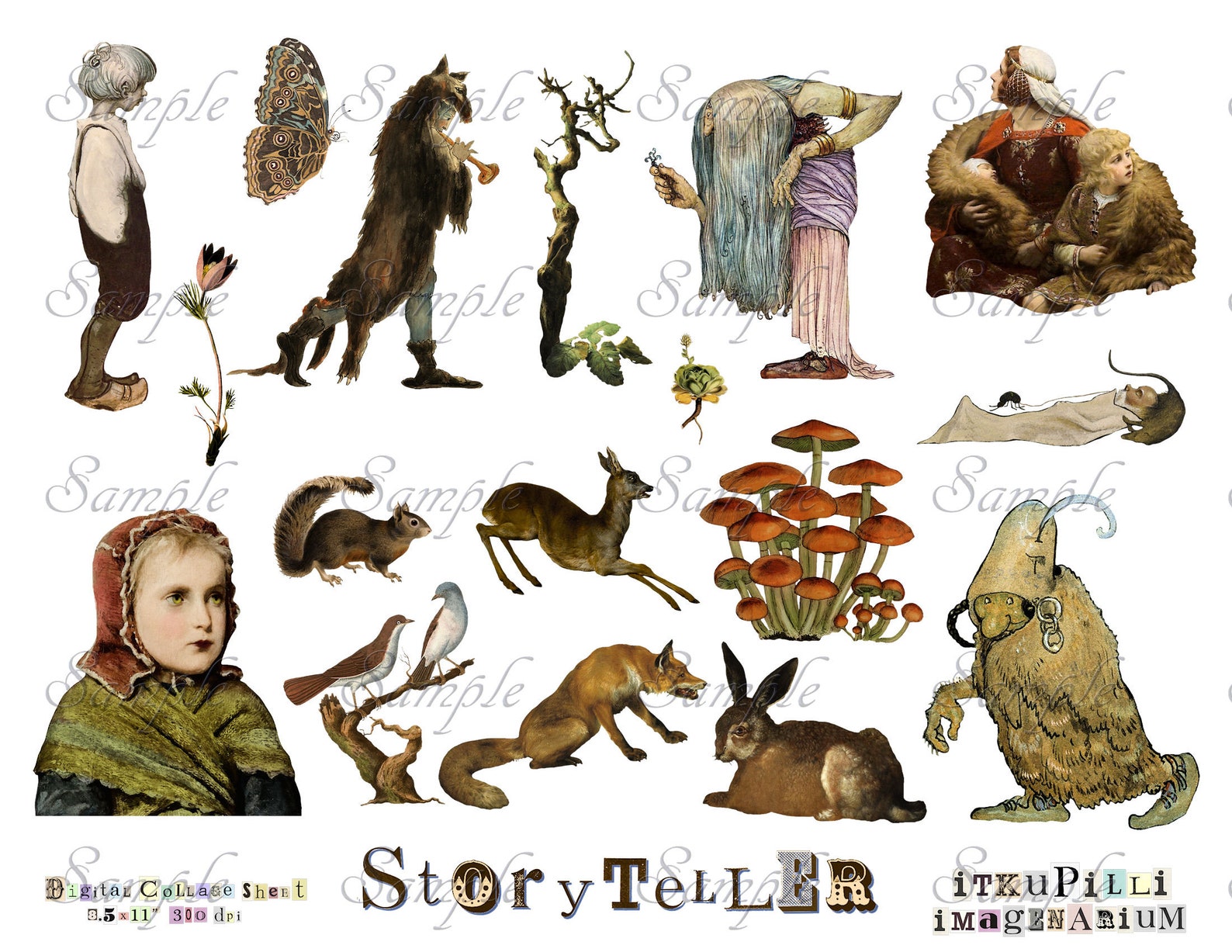 Story Teller Bundle 3 X Digital Collage Sheet Jpg and Png | Etsy