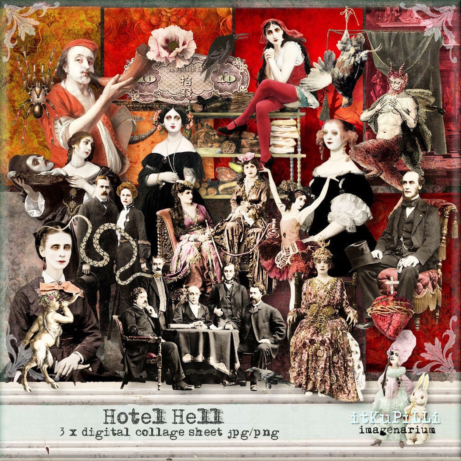 Hotel Hell Halloween 3 X Digital Collage Sheet Jpg and - Etsy
