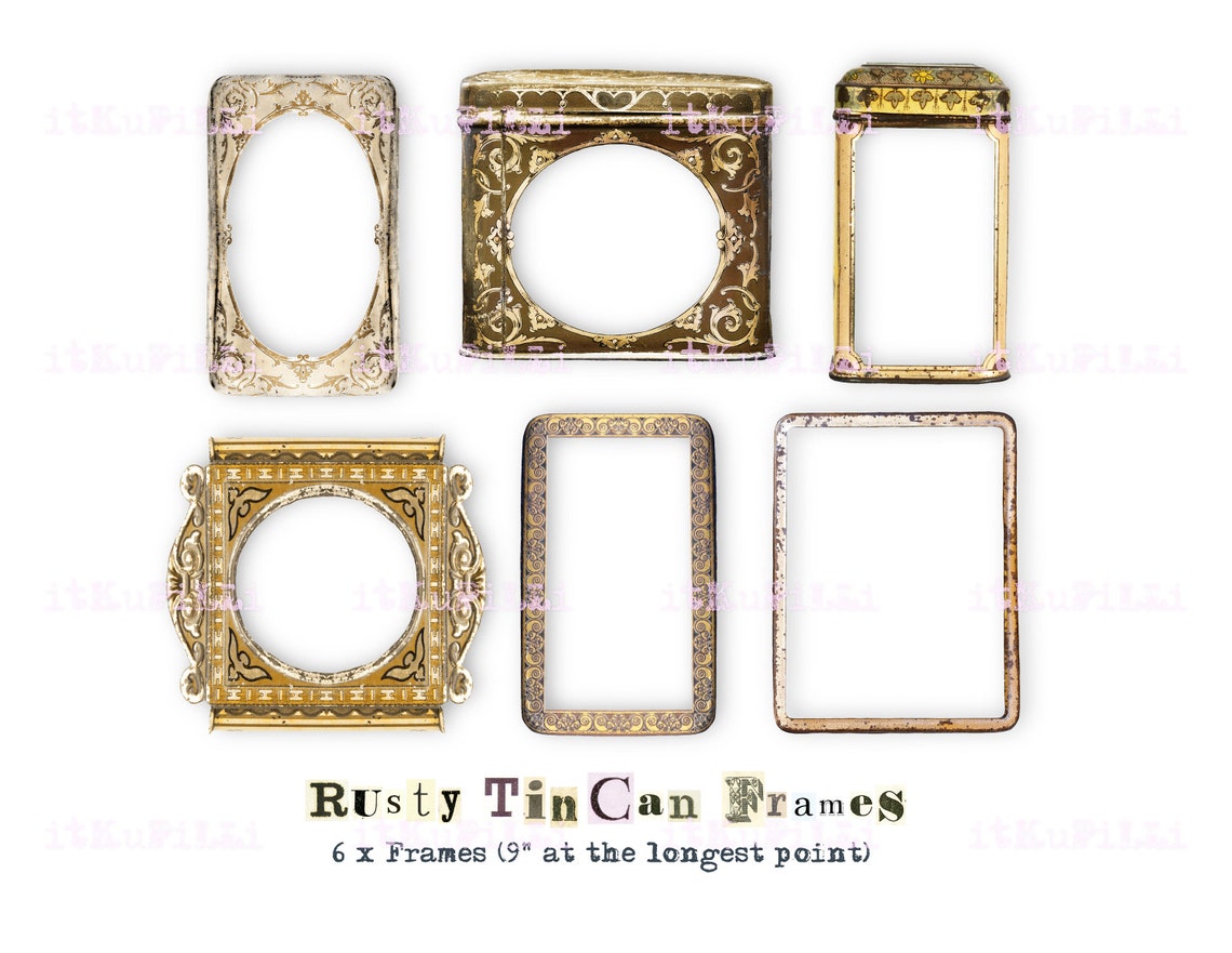 Rusty Tin Can Frames Individual Files Steampunk Digital - Etsy