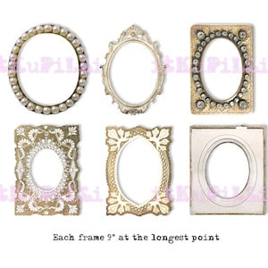 Golden White Oval Frames - Individual Files - Digital Collage Art ...