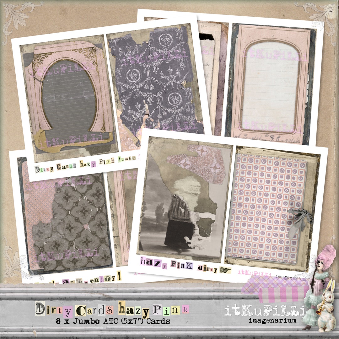Dirty Cards Hazy Pink Jumbo ATC 5" X 7" Backgrounds - Steampunk ...