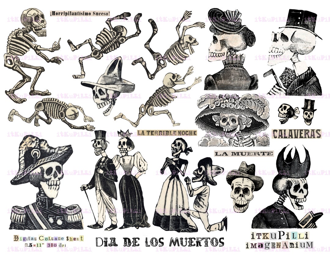Dia De Los Muertos - Day of the Dead - Skull, Skeleton - Digital ...
