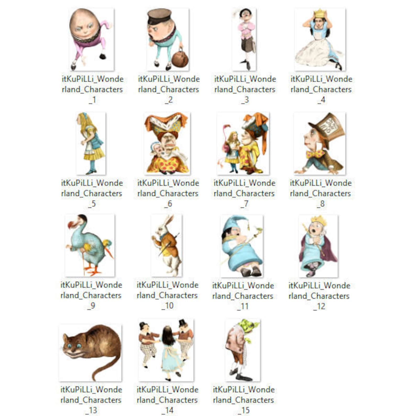 Alice in Wonderland Characters - Individual Png Files - Plus Digital ...