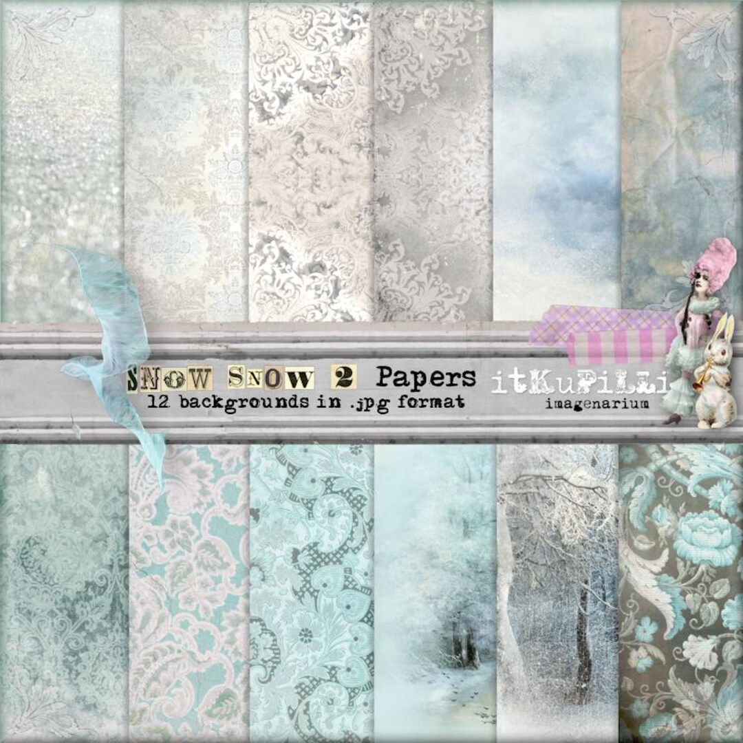 Snow Snow 2 Papers - Backgrounds12" X 12" - Shabby, Distressed ...