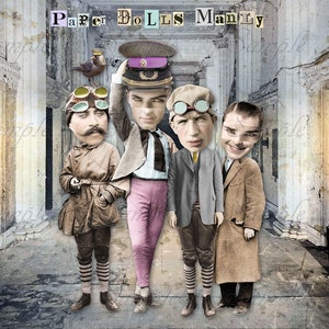 Paper Dolls Manly - Bundle 3 X Digital Collage Sheet - Jpg and Png ...