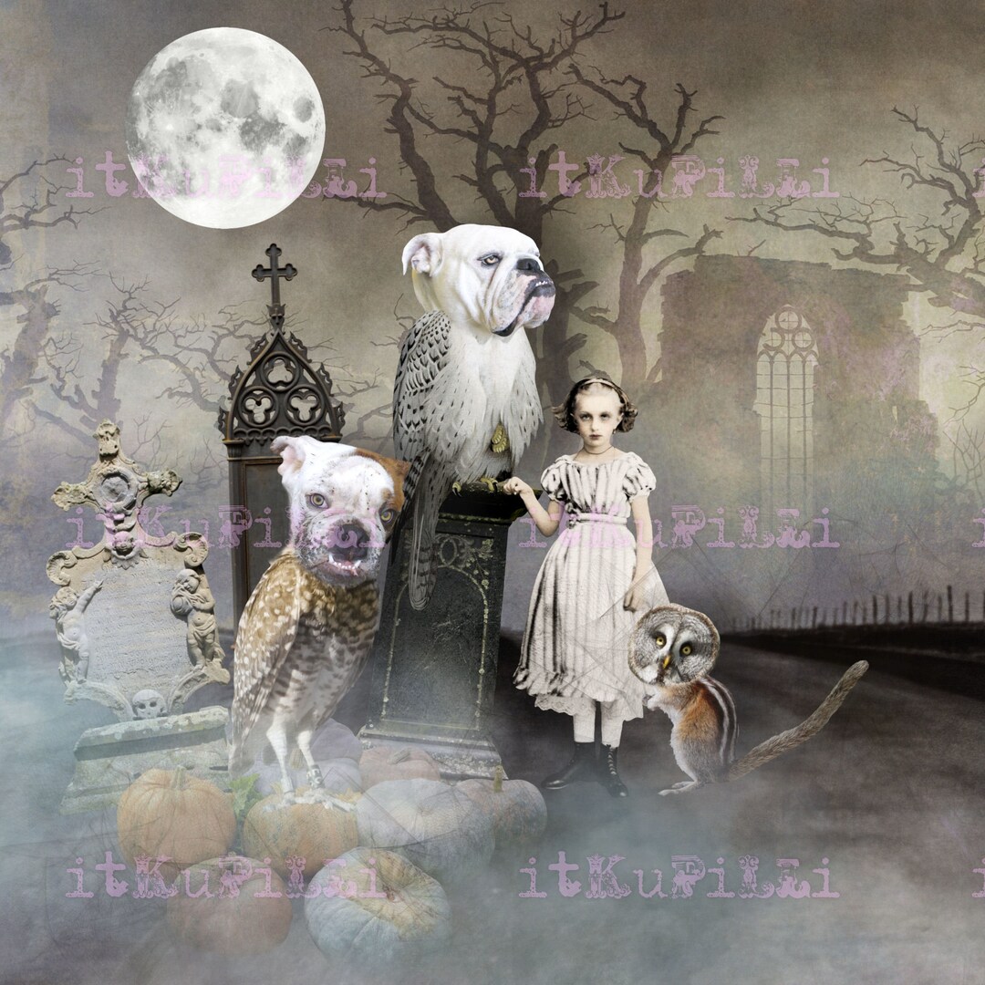 October Moon - Digital Sheet to Print on Paper, Fabric. Iron on ...