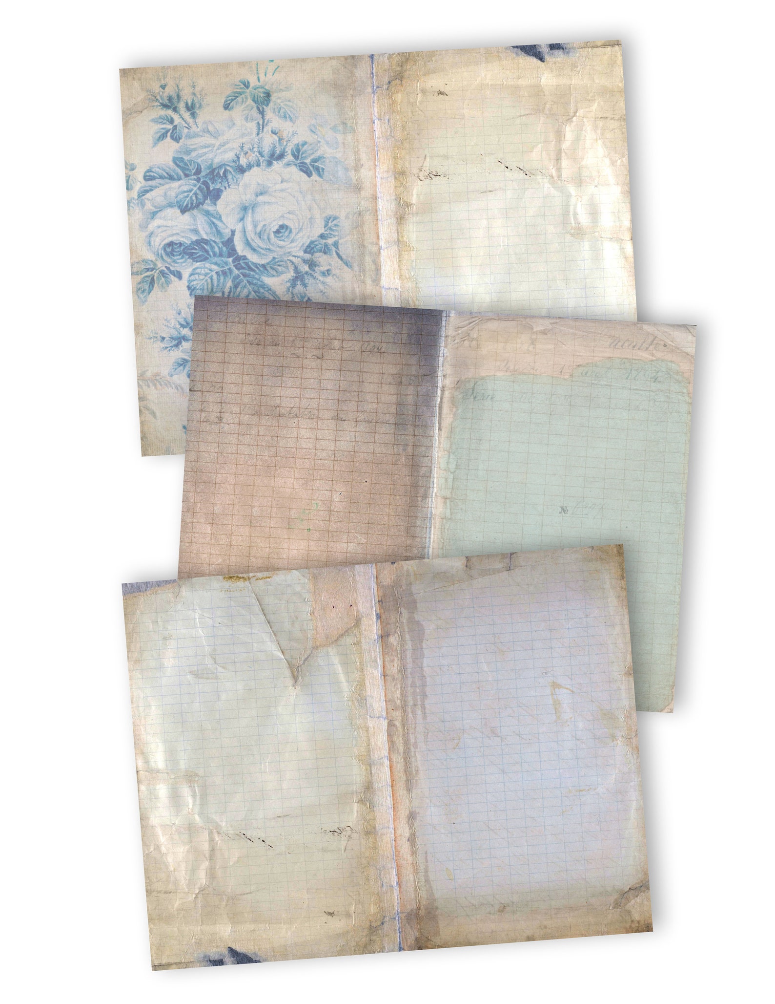 Shabby Soft Blue Journaling Backgrounds Large Digital - Etsy
