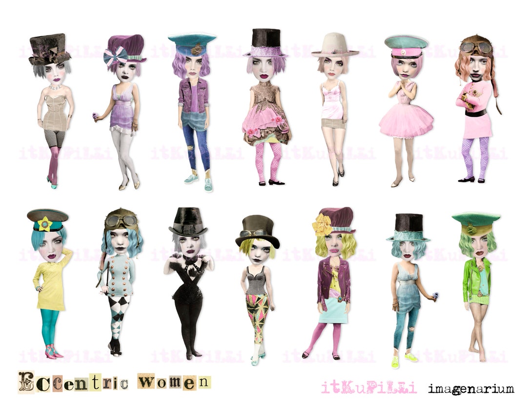 Eccentric Women - ATC Sized Characters - Digital Collage Sheet - Jpg ...