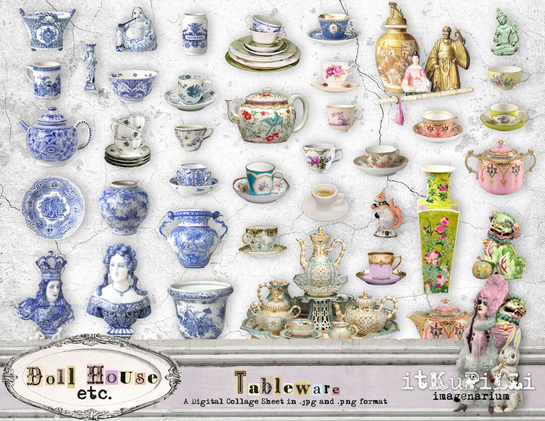 Doll House Etc. - Tableware - Miniature - Png and Jpg - Digital Collage ...