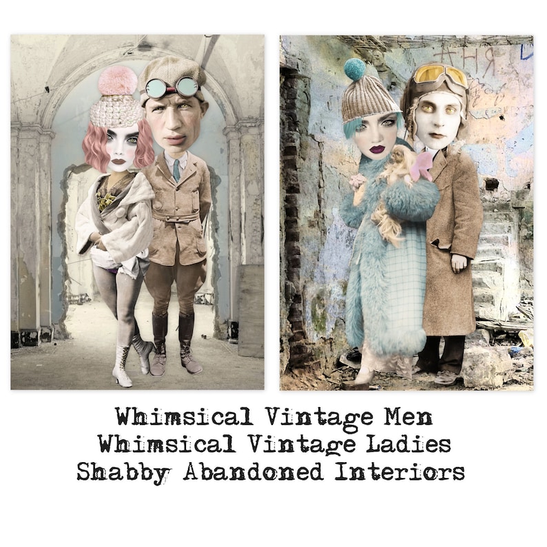 Whimsical Vintage Men ATC Sized Characters Digital Collage - Etsy