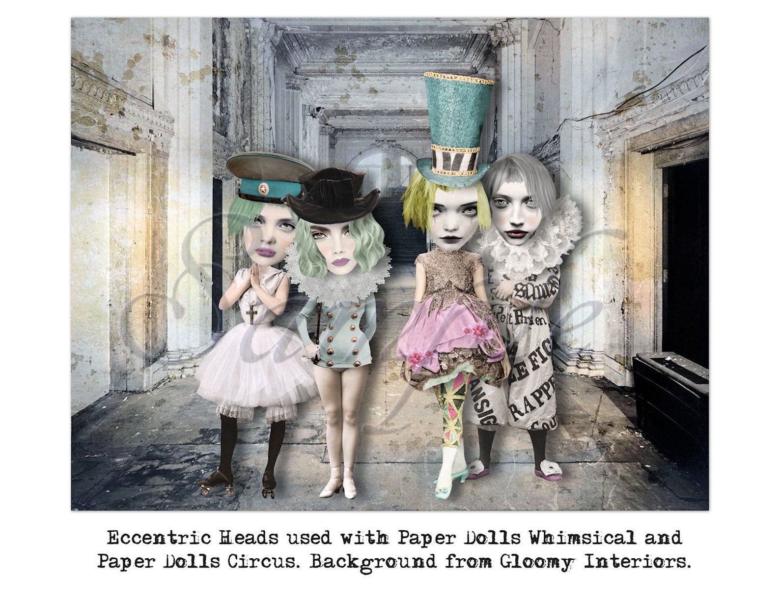 Eccentric Heads - 2 X Digital Collage Sheet - Jpg and Png - Printable ...