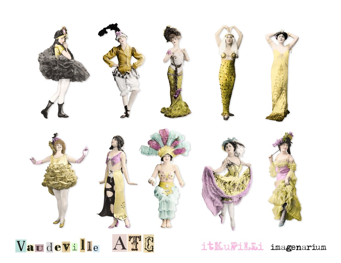 Vaudeville - ATC Sized Vintage Characters - Victorian, Edwardian ...