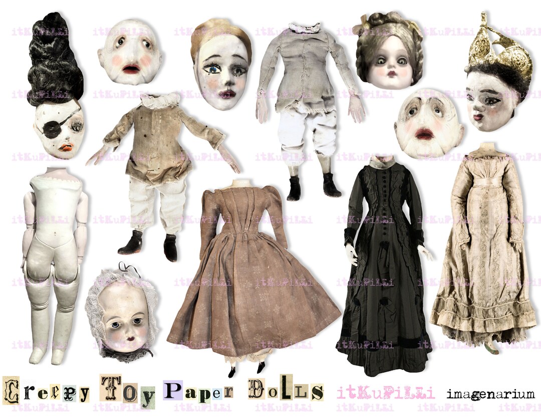 Creepy Toy Paper Dolls - Halloween - Digital Collage Sheet - Jpg and ...