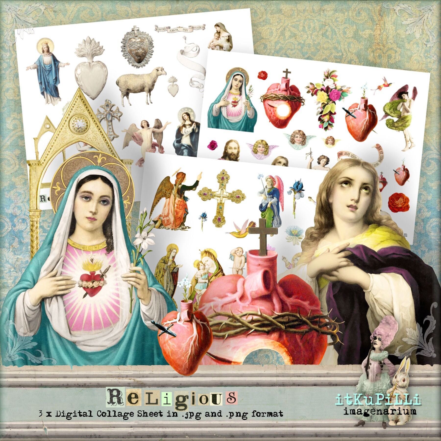 Religious Bundle 3 X Digital Collage Sheet Jpg and Png - Etsy