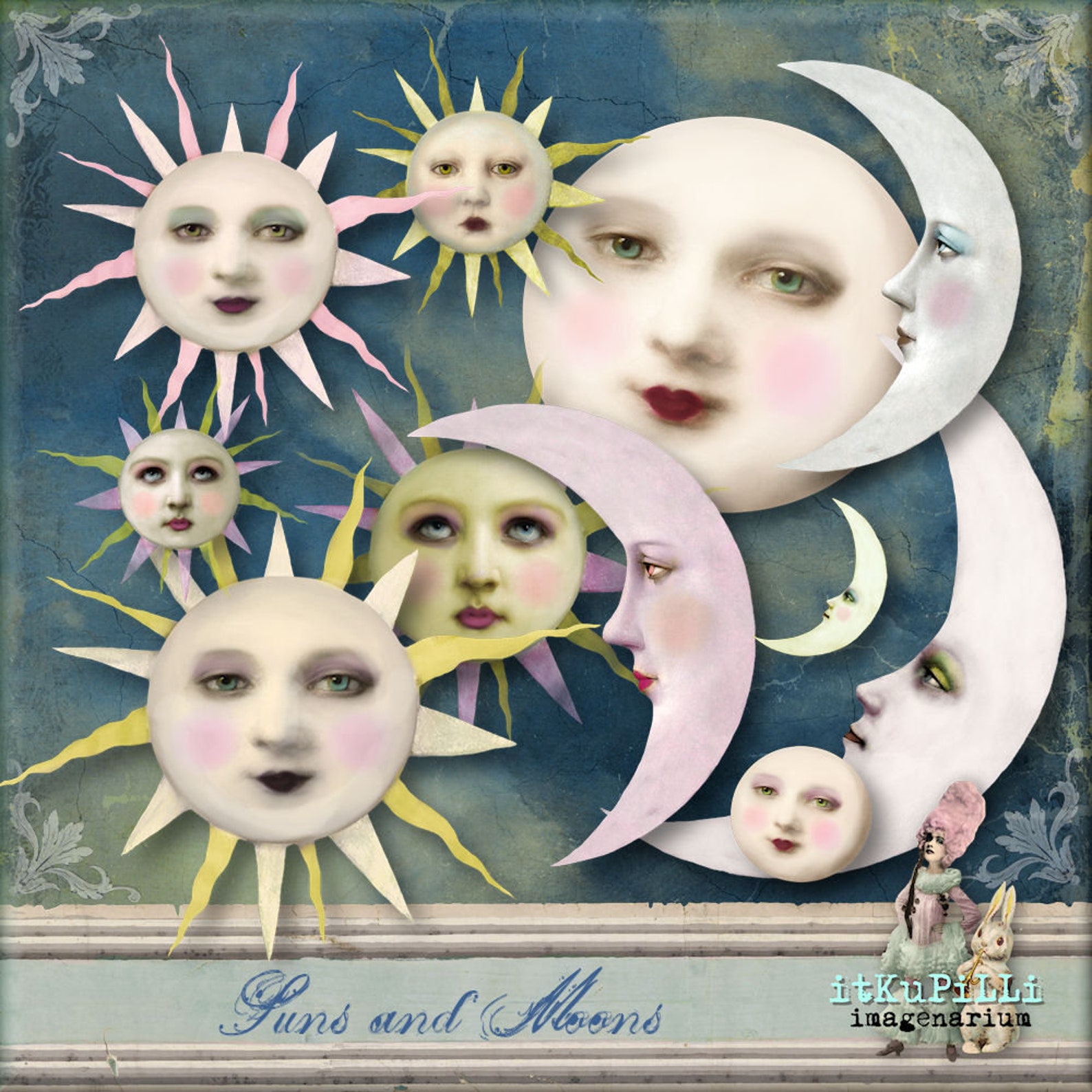 Suns and Moons Digital Collage Sheet Jpg and Png | Etsy