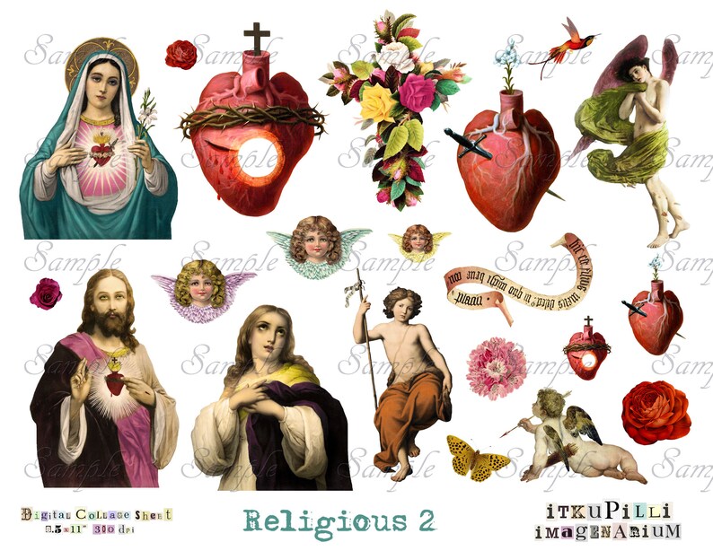 Religious Bundle 3 X Digital Collage Sheet Jpg and Png | Etsy