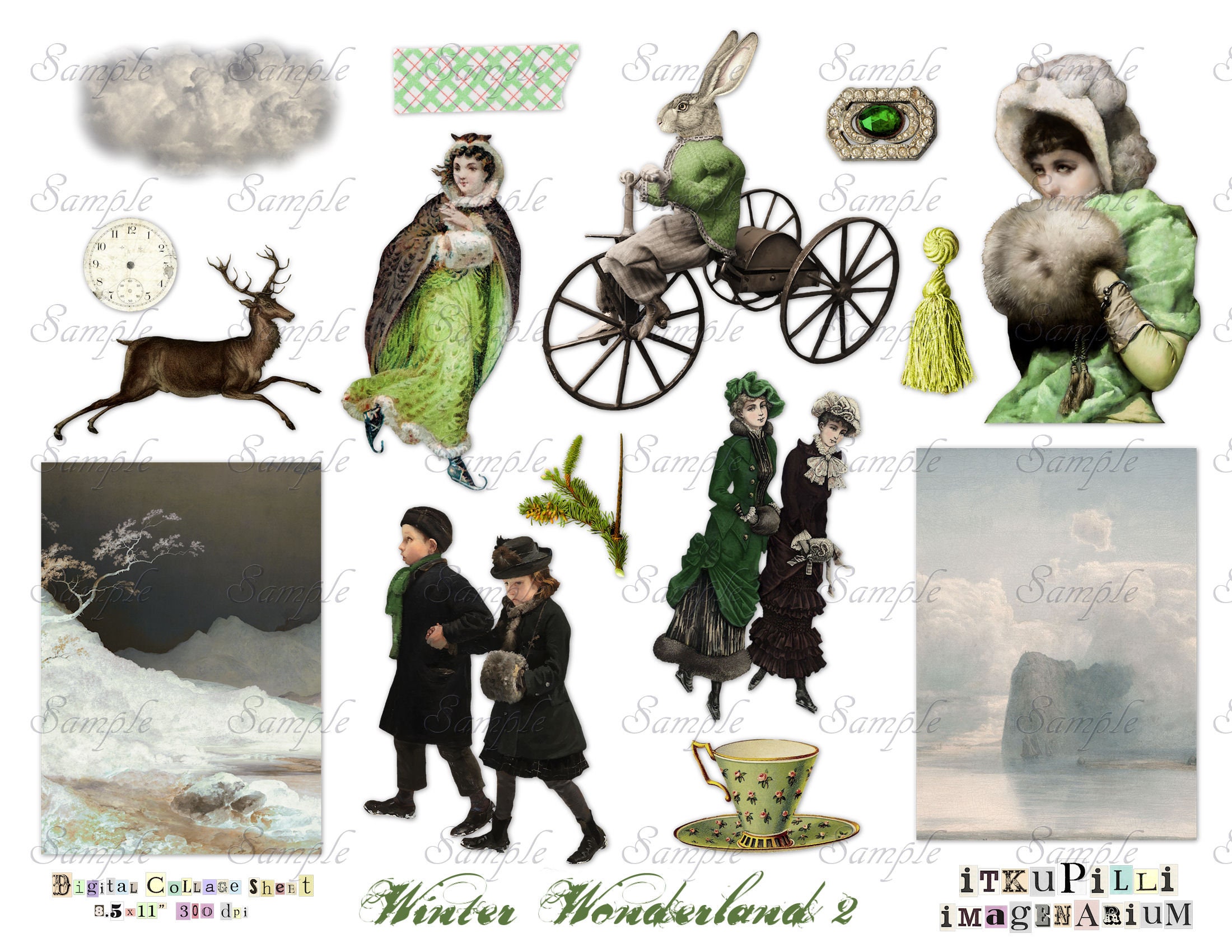 Winter Wonderland - 3 X Digital Collage Sheet - Jpg and Png - Printable ...