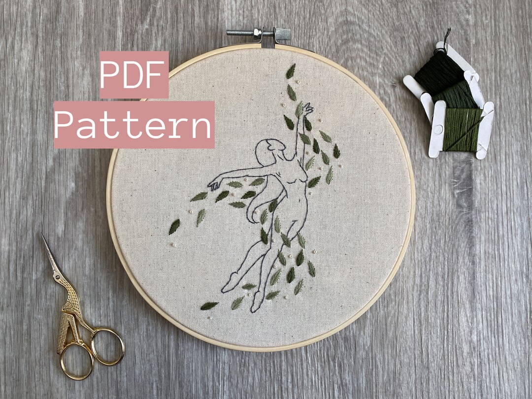 Embroidery PDF Pattern Botanical Goddess, Beginner Hand Embroidery ...
