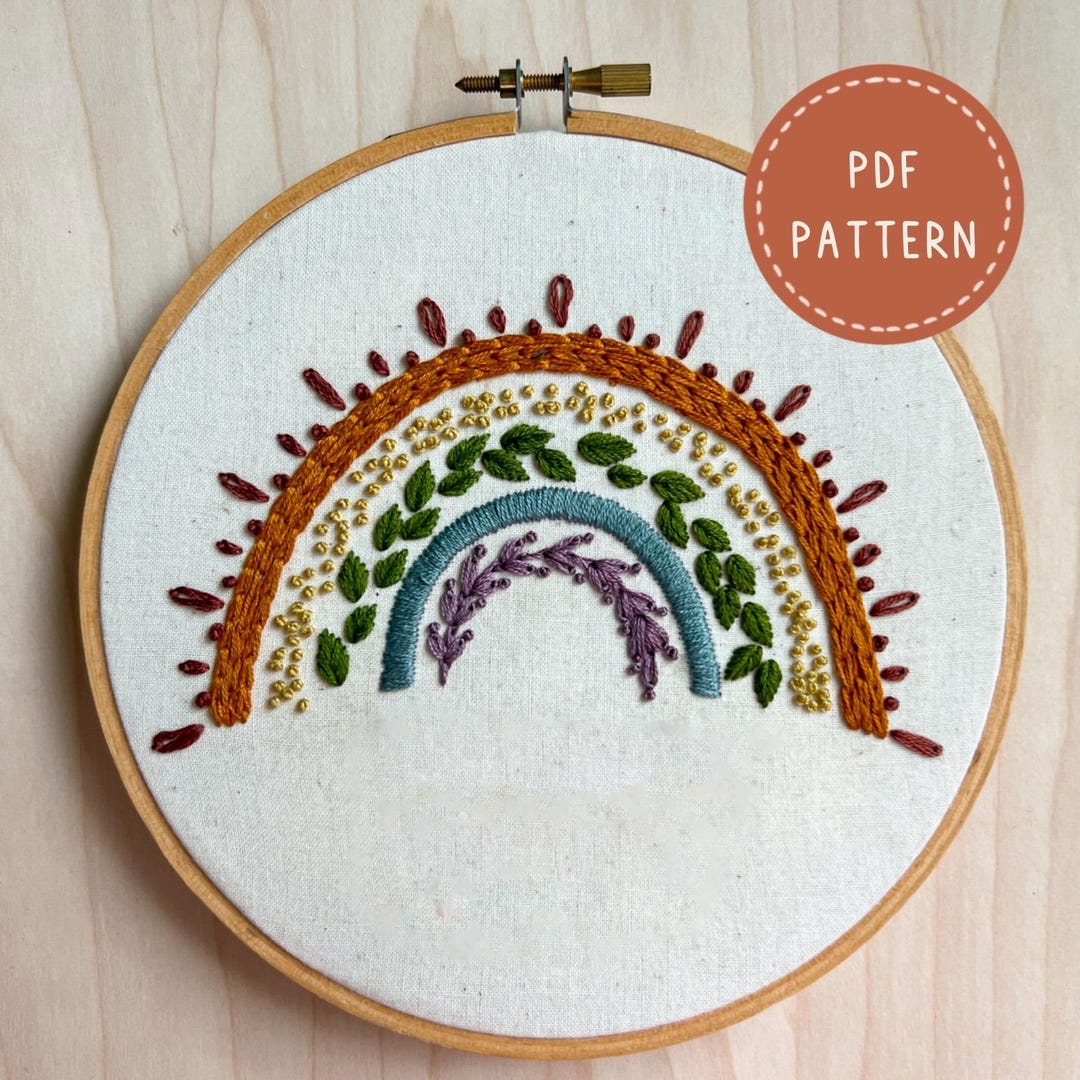 Boho Rainbow Embroidery Pattern: Beginner Stitch Sampler (PDF Pattern ...