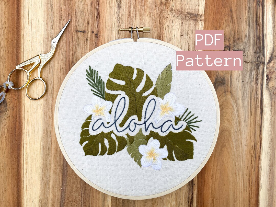 Aloha Embroidery PDF Pattern: Tropical Hawaiian Design - Etsy