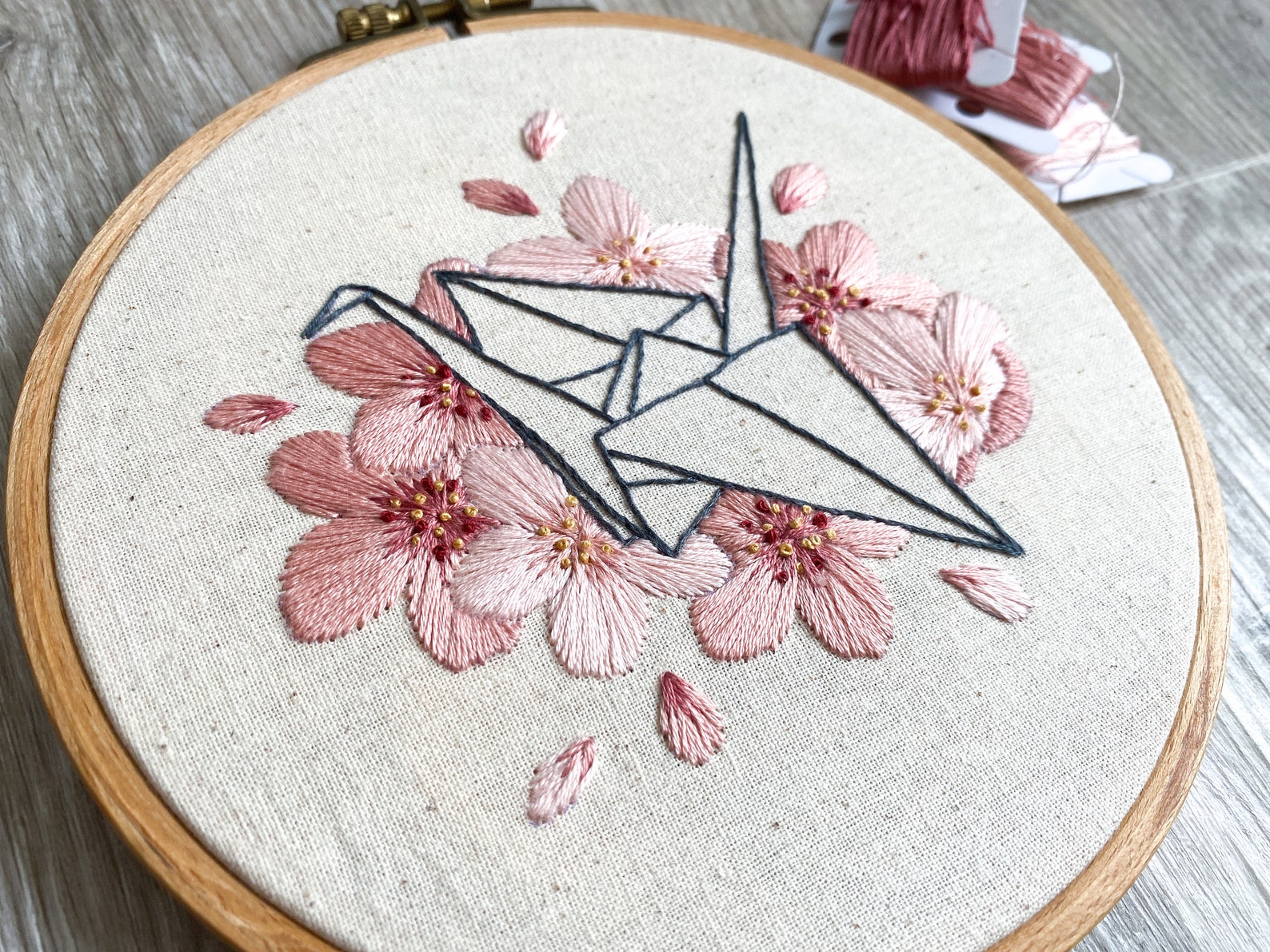 Embroidery PDF Pattern Paper Crane Embroidery Cherry Blossom - Etsy