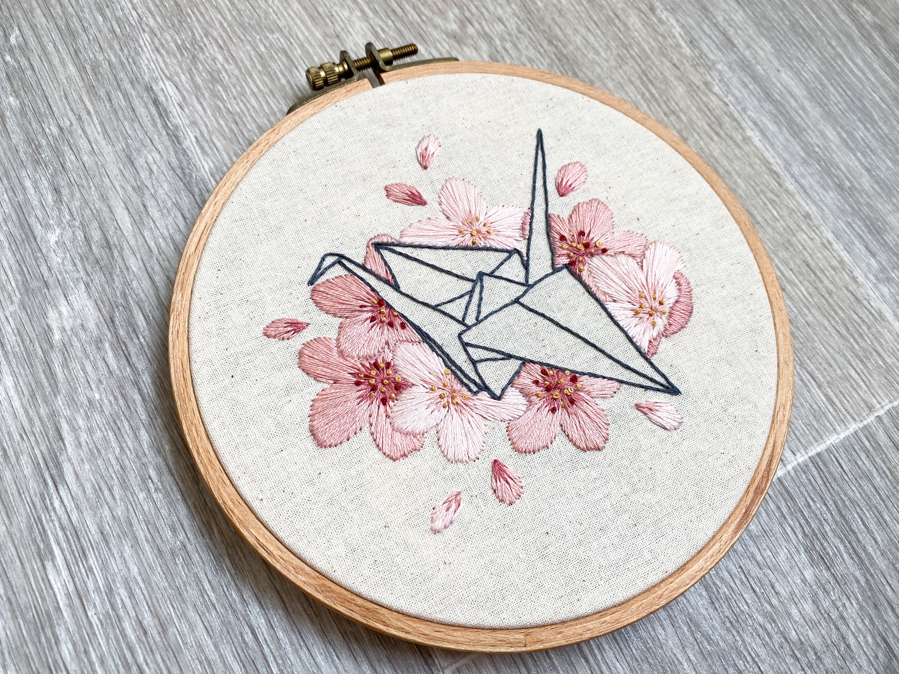 Embroidery PDF Pattern Paper Crane Embroidery Cherry Blossom - Etsy