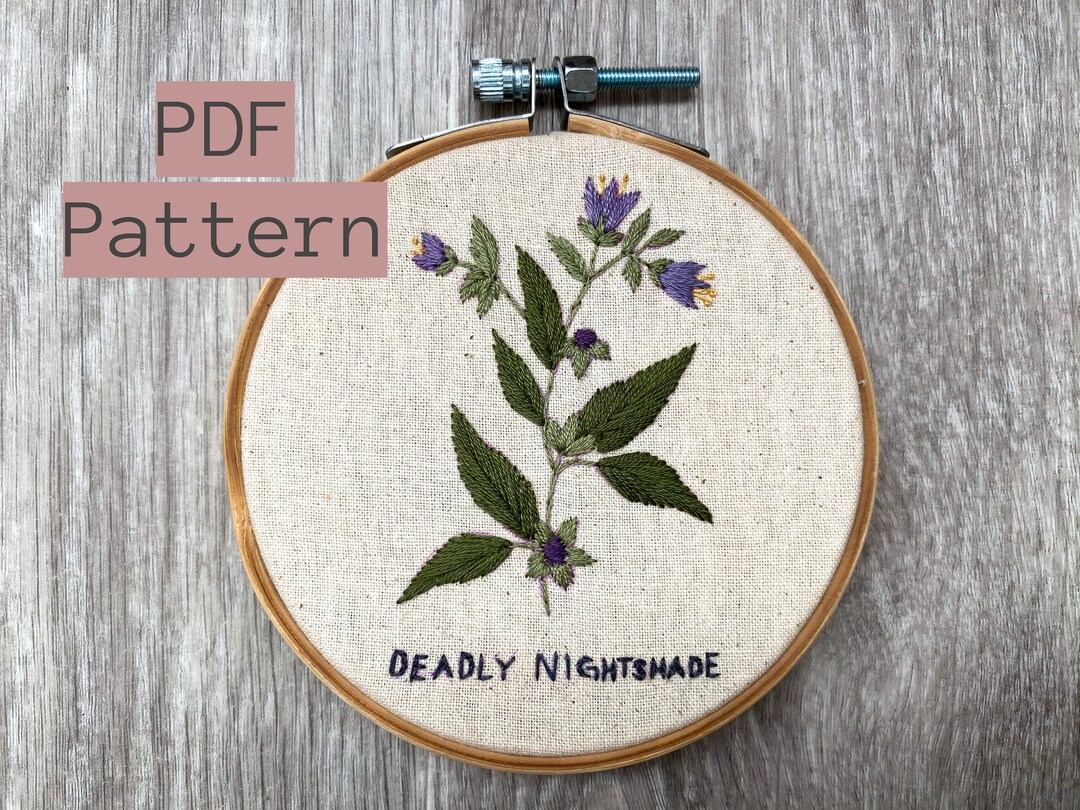 Deadly Nightshade Hand Embroidery PDF Pattern, Poisonous Plants ...
