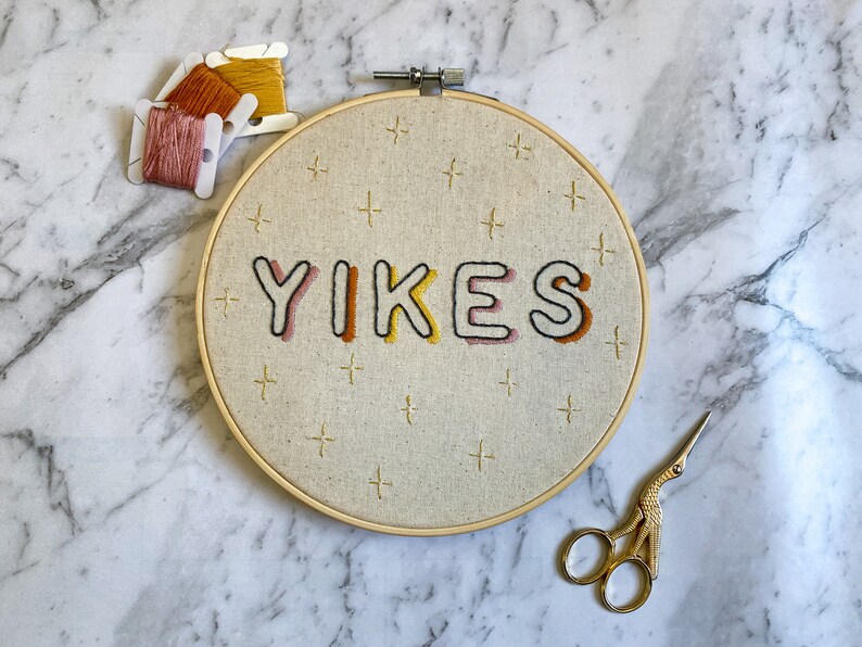 YIKES Embroidery PDF Pattern: Funny Beginner Hand Embroidery - Etsy