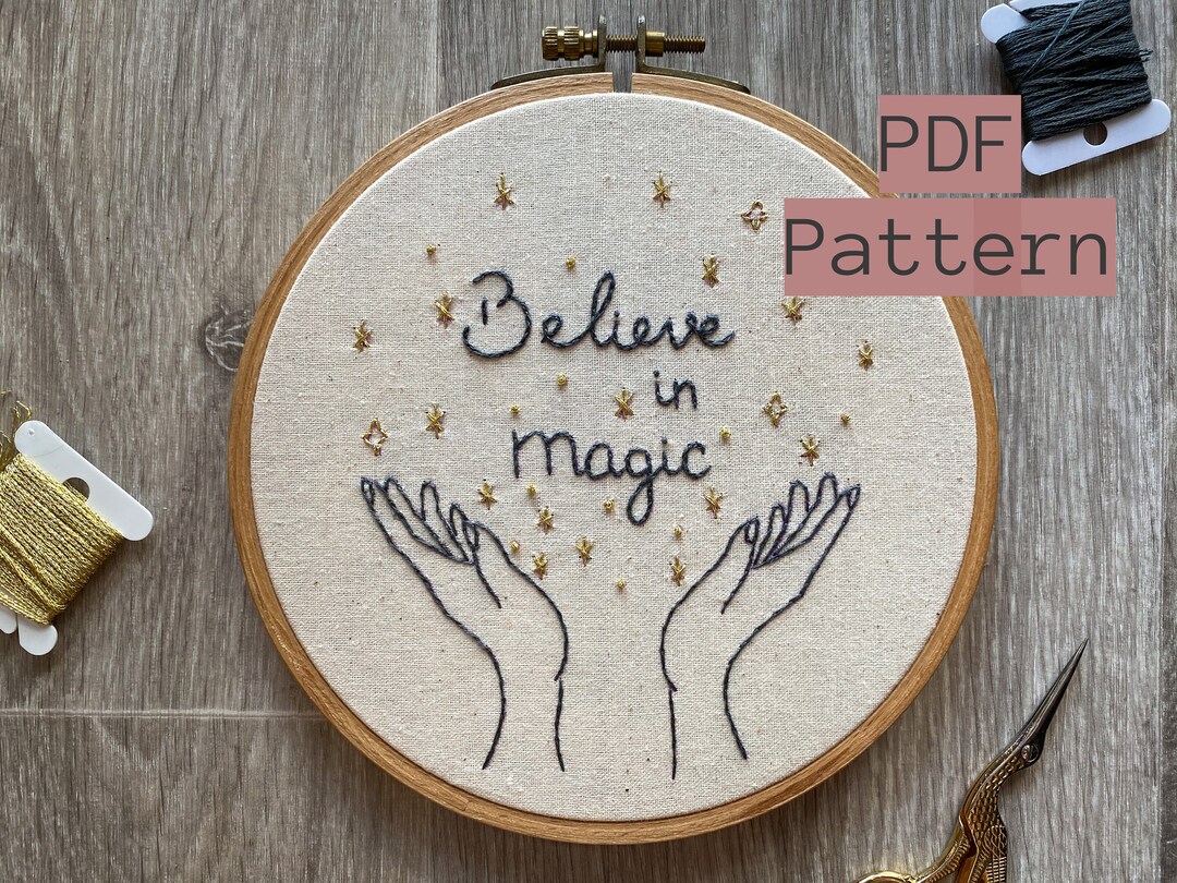 Embroidery PDF Pattern, Believe in Magic, Beginner Embroidery Pattern ...
