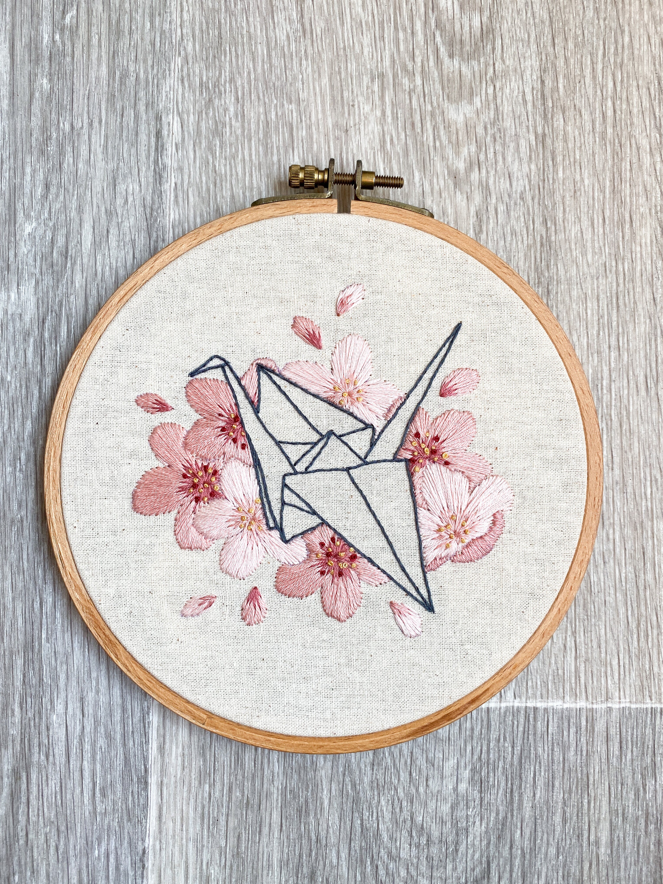 Embroidery PDF Pattern Paper Crane Embroidery Cherry Blossom - Etsy