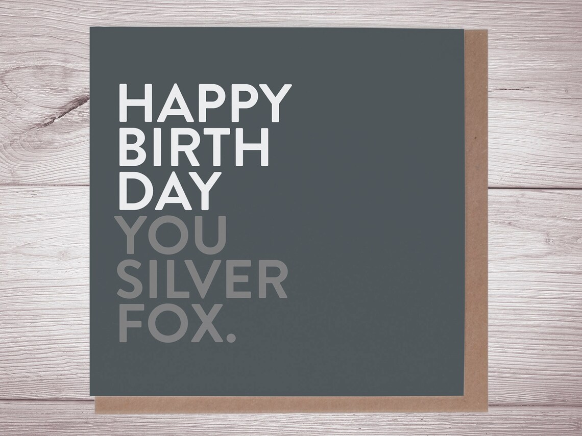 Happy Birthday You Silver Fox Birthday Card Birthday Card | Etsy